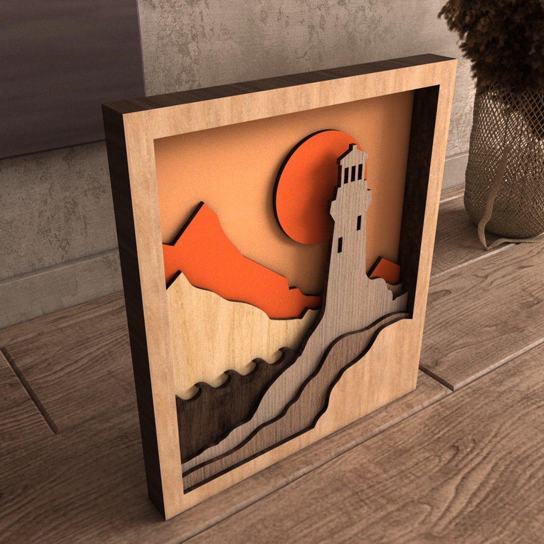 Multi-layer Lighthouse Sea Lightburn Art Piece for Glowforge,7 Layer ...