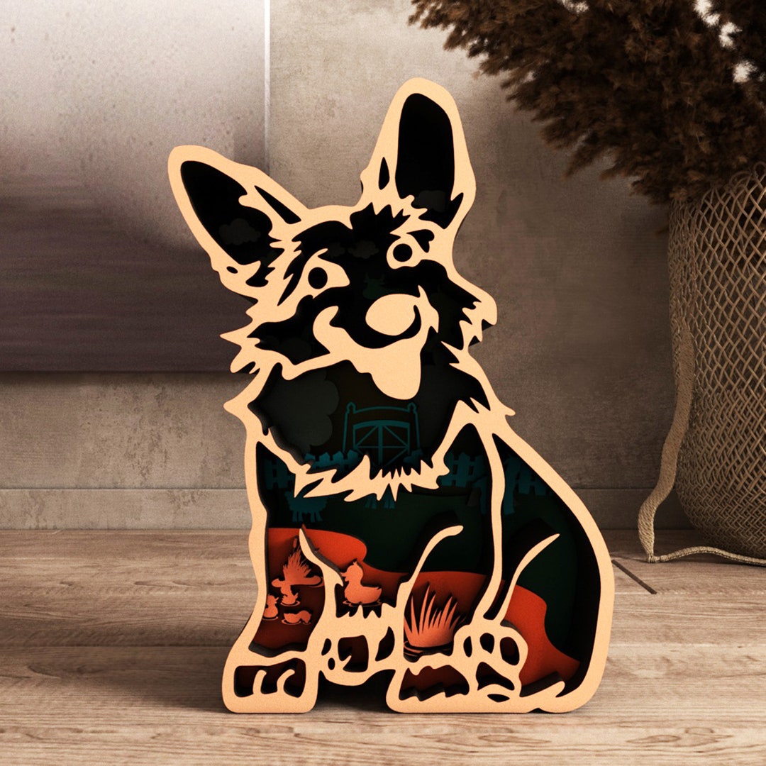 Cute Corgi Wooden Dog Lightburn Svg,dxf Svg,dxf,wood Mandala Wall Art ...