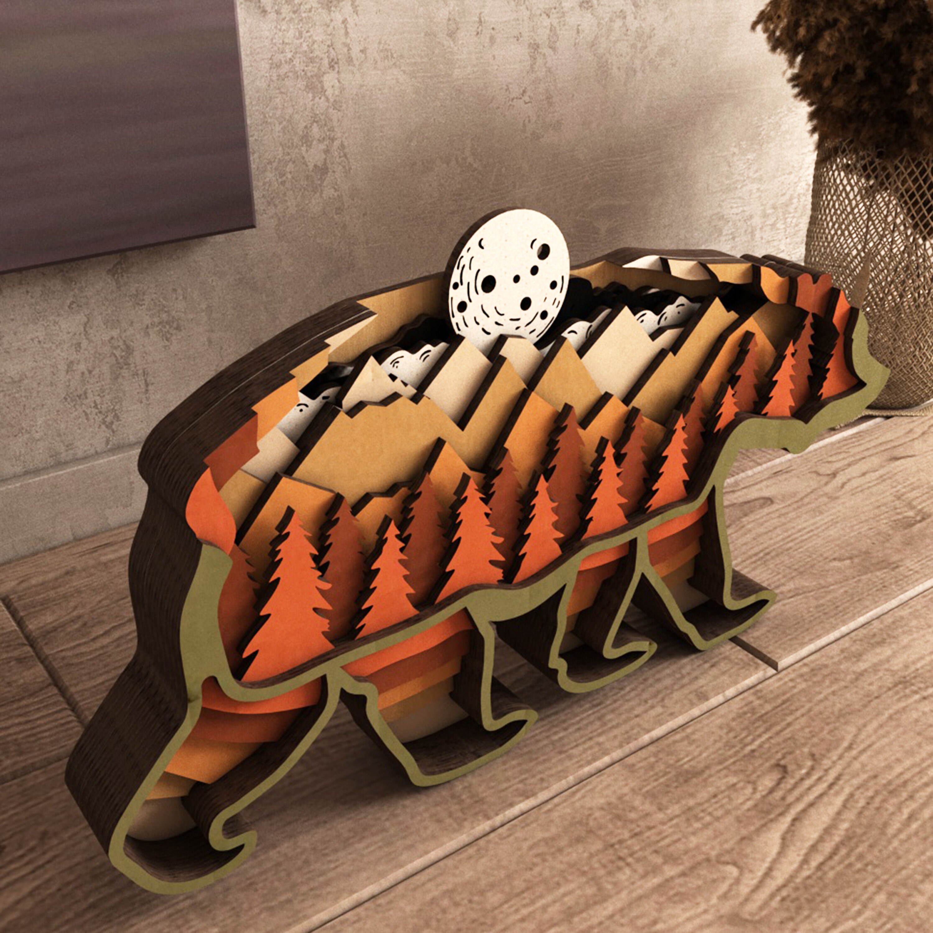 Digital File Multi-layer Polar Mountain Bear Art Piece for Glowforge ...