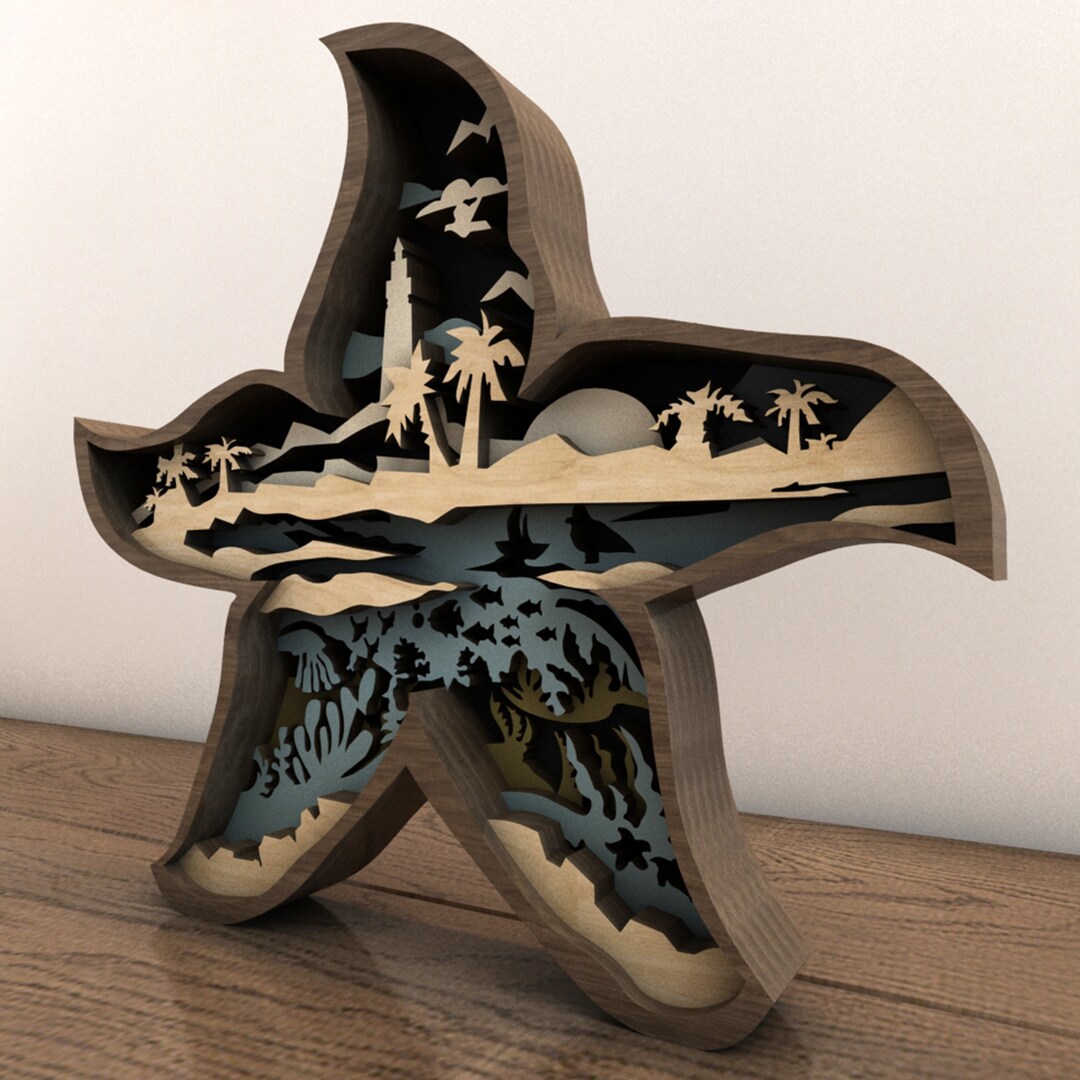 Star Svg,dxf,star lightburn svg-Laser cut files 6 Multilayer Art Piece ...