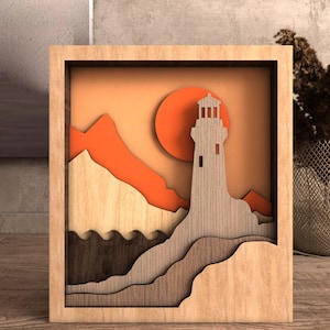 Multi-layer Lighthouse Sea Lightburn Art Piece for Glowforge,7 Layer ...