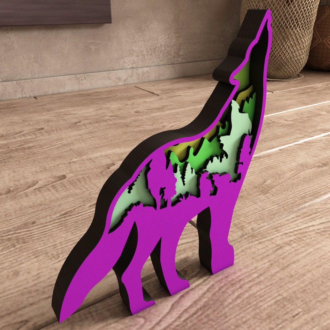 Shouting Wolf SVG Digital File Laser Cut Files Multilayer,lightburn ...