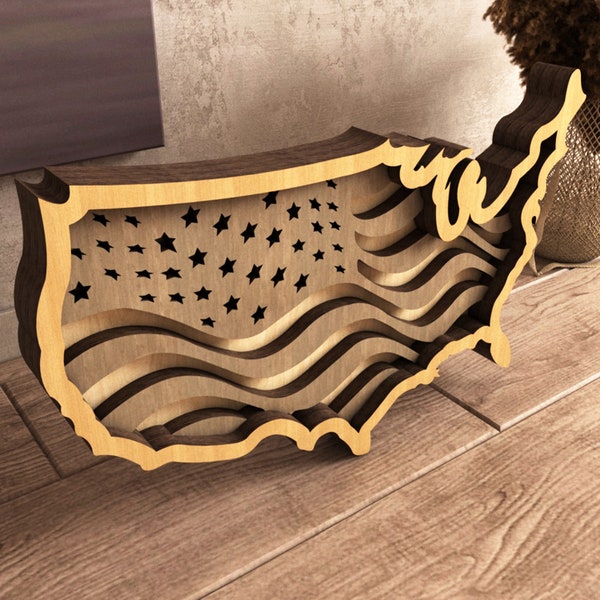 American Flag Laser Cut Layered Files - Etsy