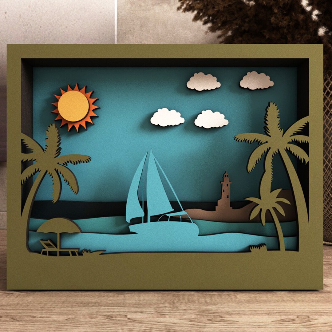 Buy Summer Svg,laser Cut Files,shadow Box SVG for Cricut,3d Model ...