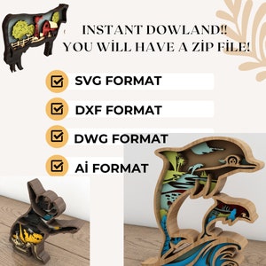 Balancing Game Set of 8 Figure Wild Animal Svg,dxf,pdf Figurin Wooden ...