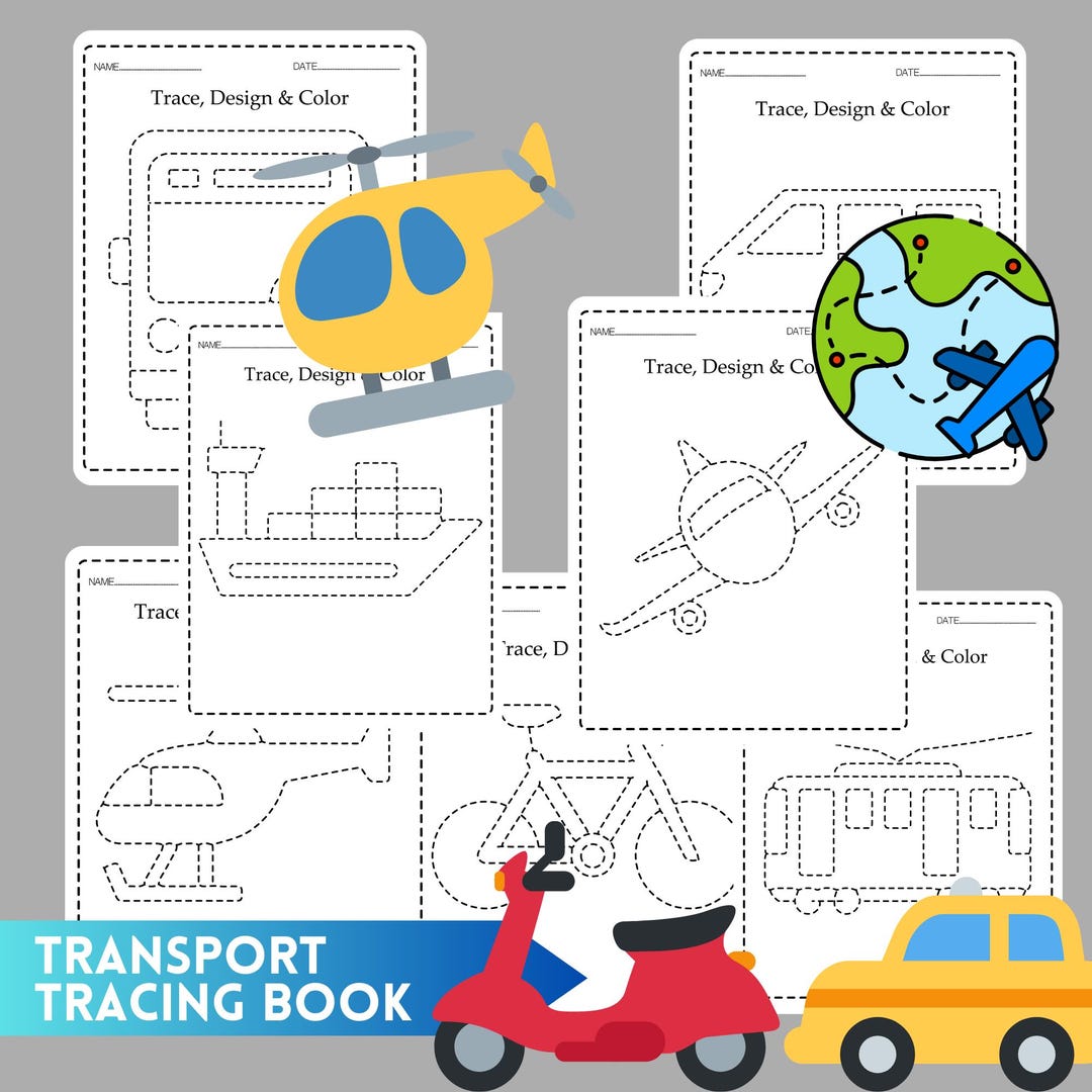 Vehicles Tracing Workbook for Kids | Learn to Draw, Trace & Color ...
