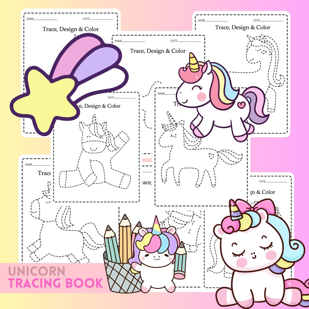 Unicorn Tracing Workbook for Kids Learn to Draw, Trace & Color ...