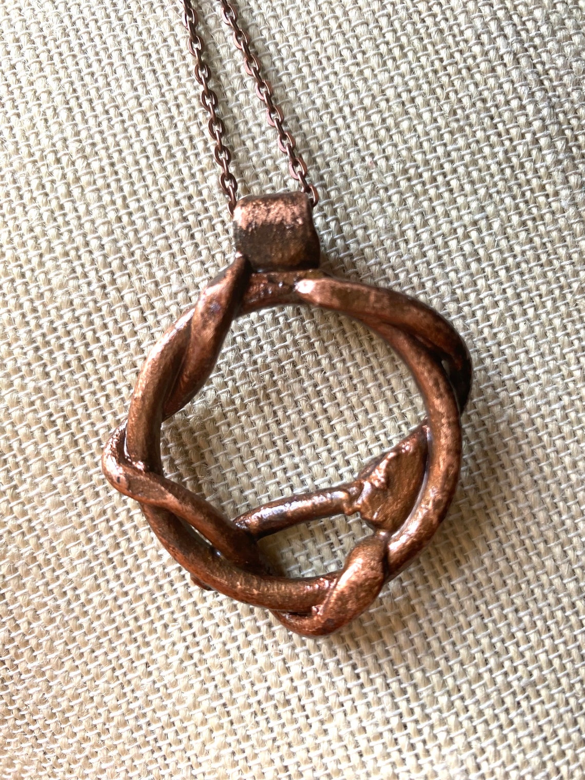 Boho Copper Pendant With Glass Flower Bead/necklace/copper Plated Jewelry /electroform Jewelry ...