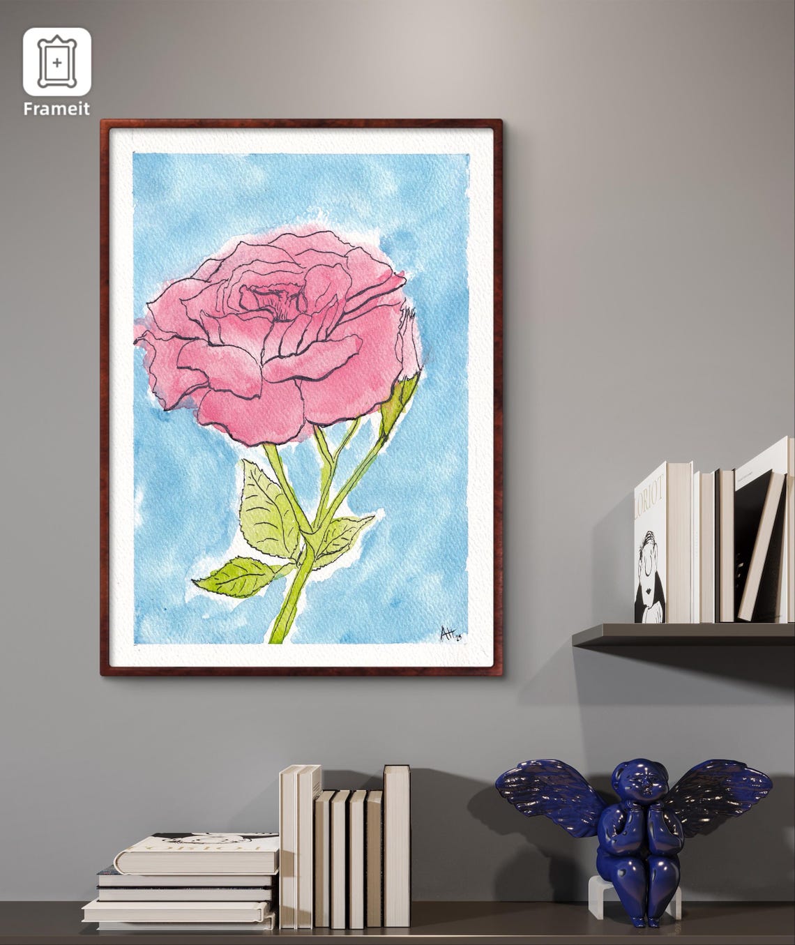 Printable Pink Rose Flower Watercolor Art Digital Download - Etsy