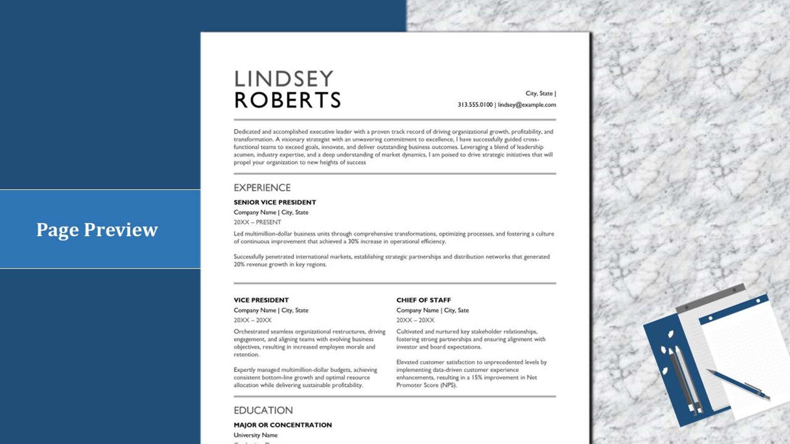 Executive Resume Template, Minimalist Resume Template, CV Template ...