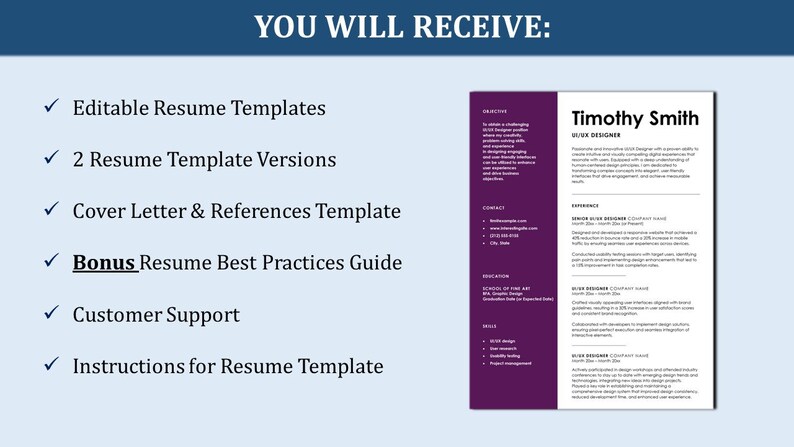 Modern Professional Resume Template UI UX Designer Resume - Etsy