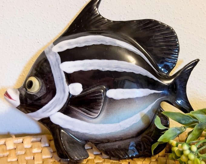 Tropical Ceramic Fish Wall Plaque - MCM Vintage Angel Fish Wall Art ...