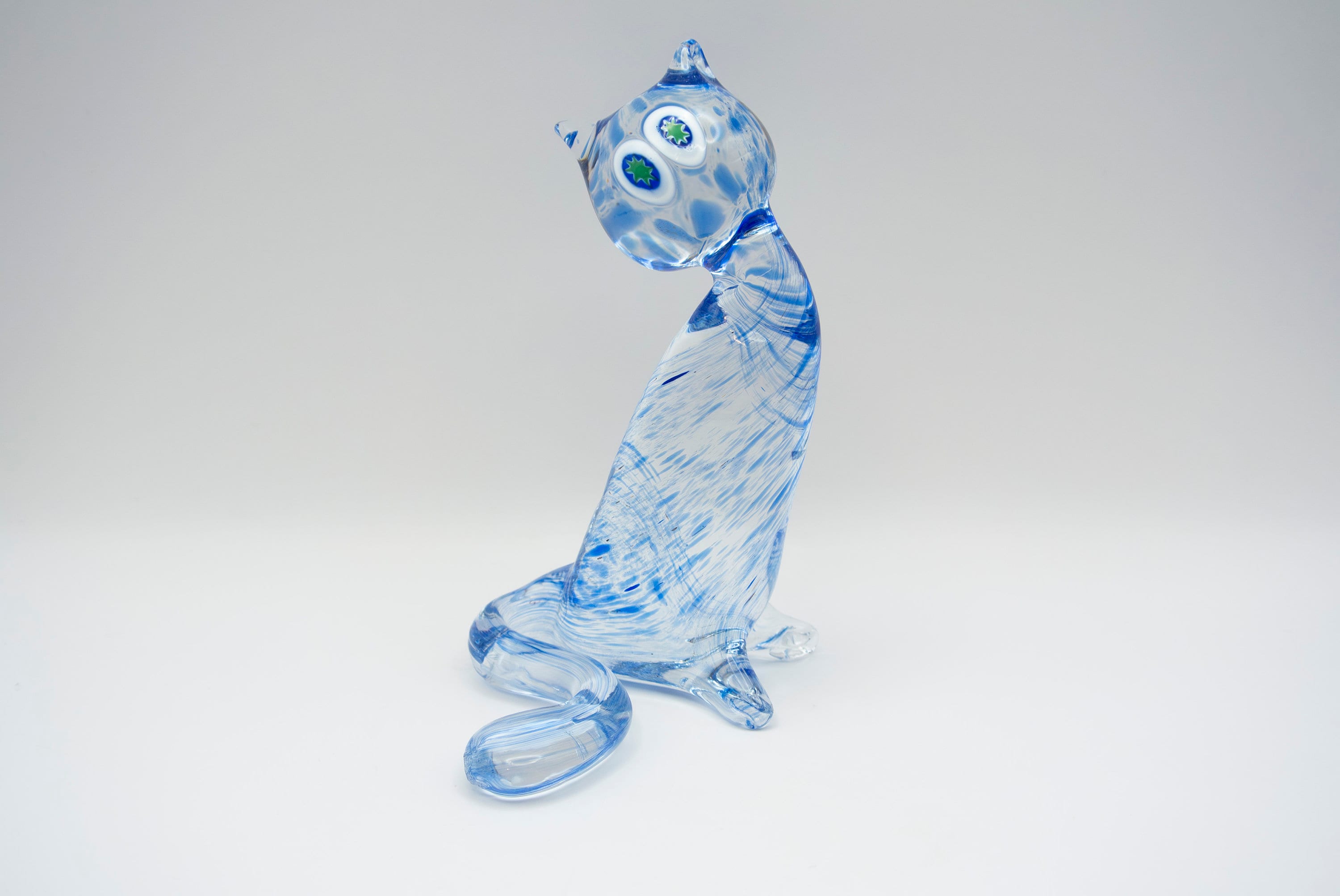 Vintage Glass Cat Figurine, Vintage Art Glass, Hand-blown Glass Kitten ...