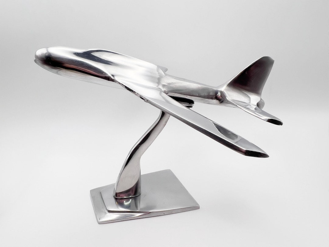 Vintage Cast Aluminum Desktop Airplane Sculpture, Decorative Desktop ...