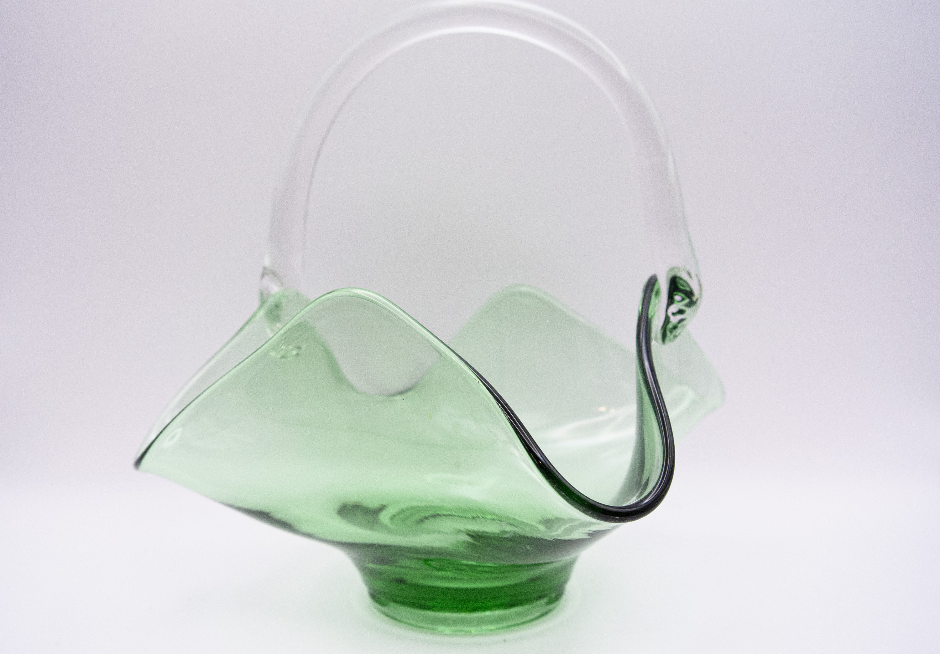 Mid-century Viking Emerald Green Glass Basket From 1950s, Collectible ...
