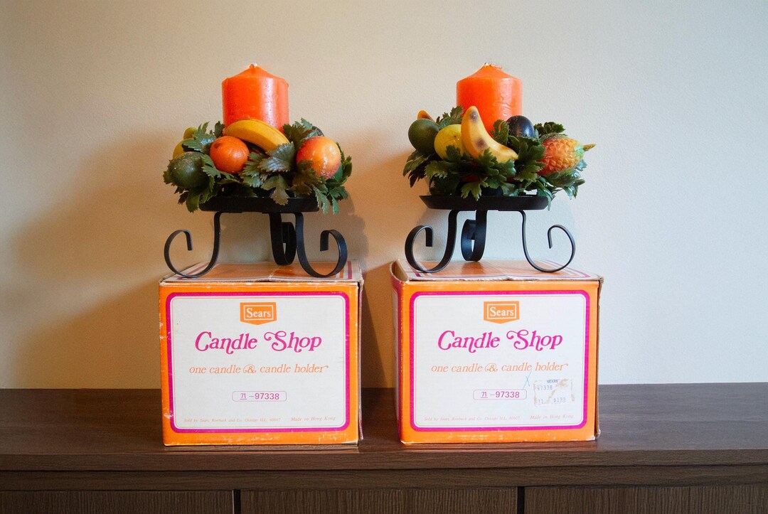 Vintage Mid-century Candleholder Table Centerpieces, Pair of MCM Fall ...