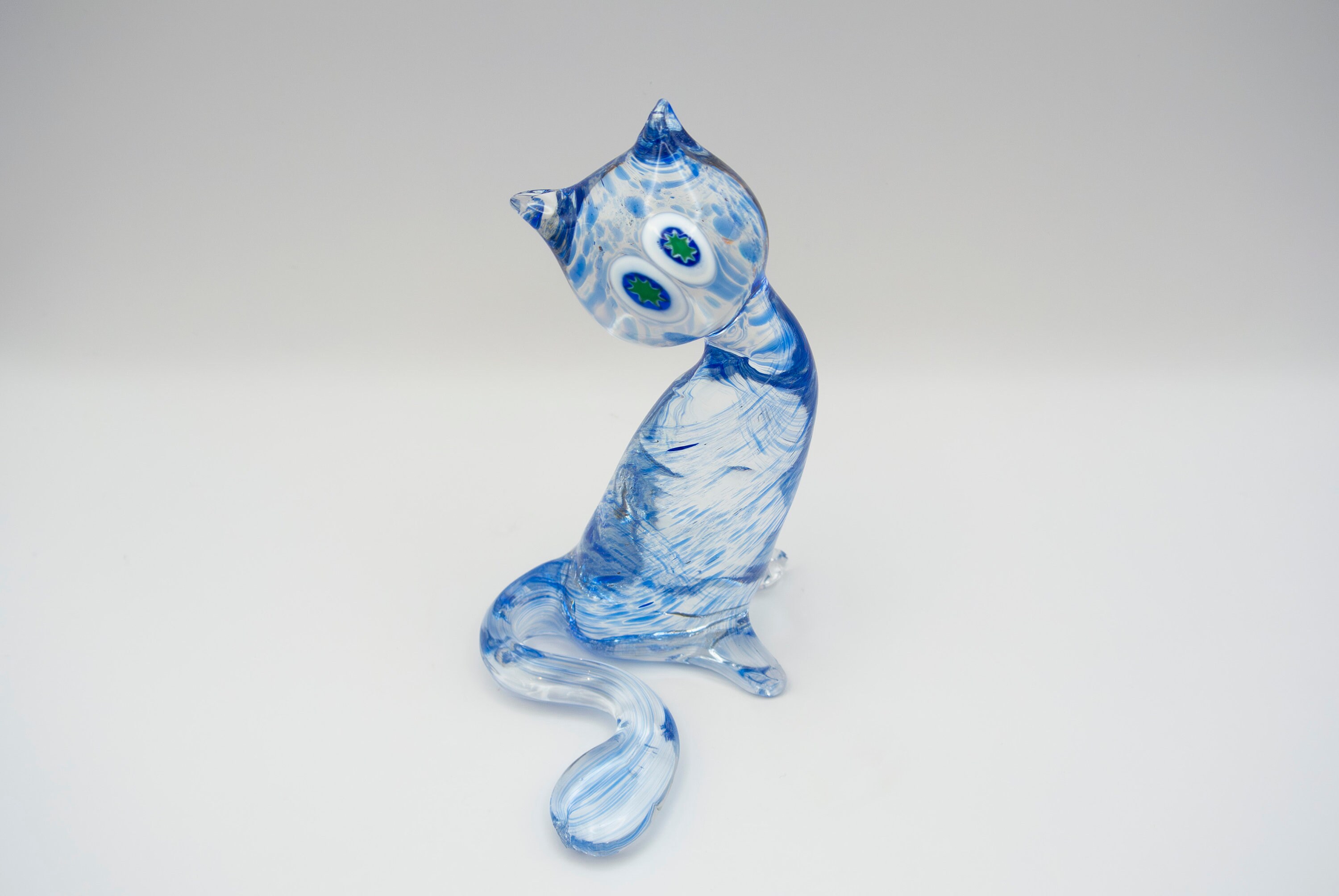 Vintage Glass Cat Figurine, Vintage Art Glass, Hand-blown Glass Kitten ...