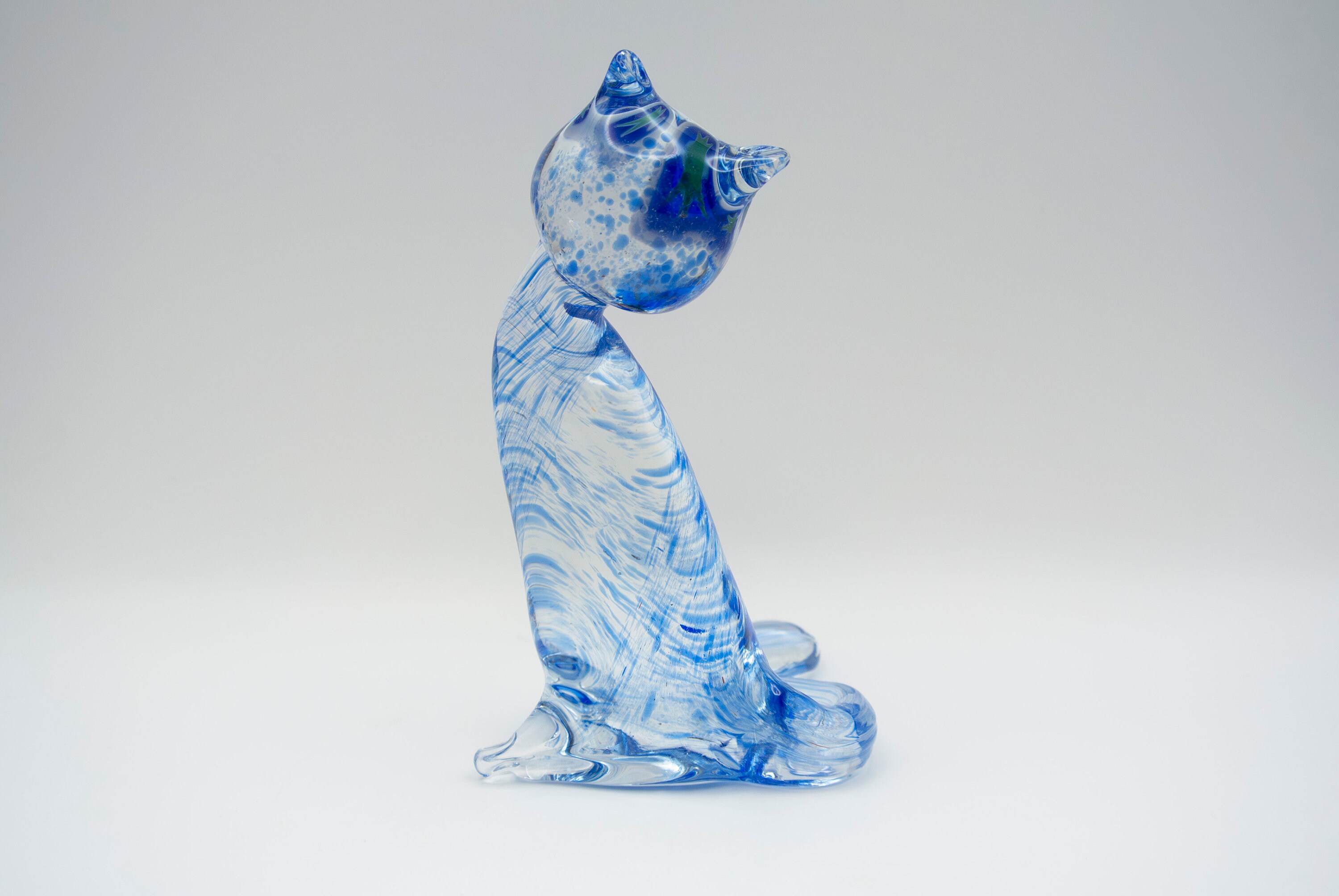 Vintage Glass Cat Figurine, Vintage Art Glass, Hand-blown Glass Kitten ...