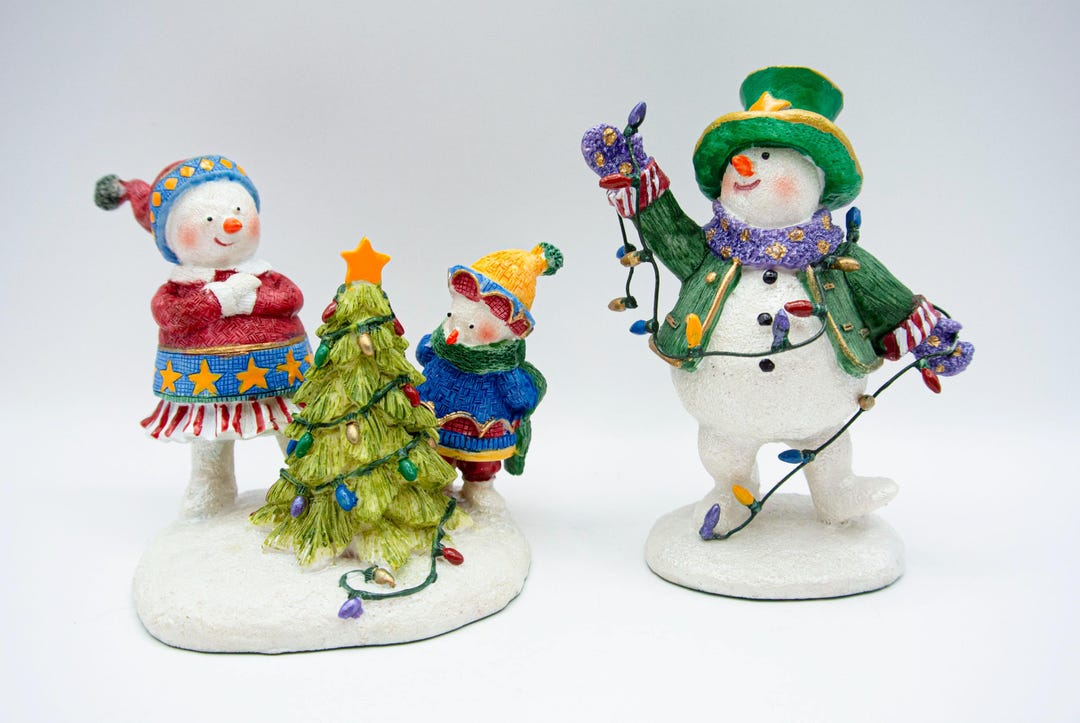 1998 "the Megawatt Tree" Snowmen Christmas Figurines, Cute Vintage ...