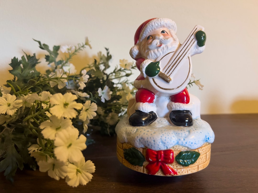 Vintage Rotating Santa Claus Music Box, Collectible Vintage Christmas ...