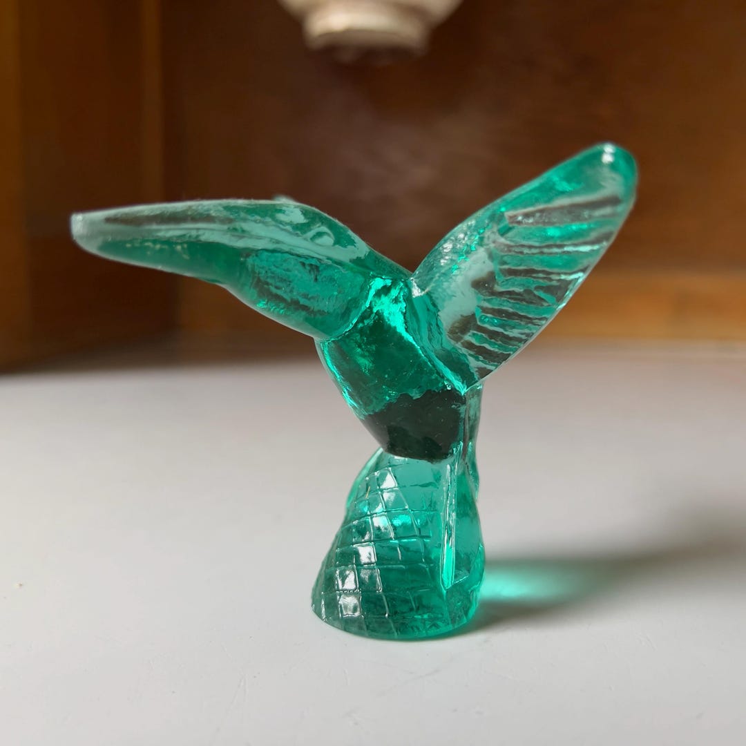 Murano Glass Hummingbird Figurine – Teal Green Crea Milano Italy ...