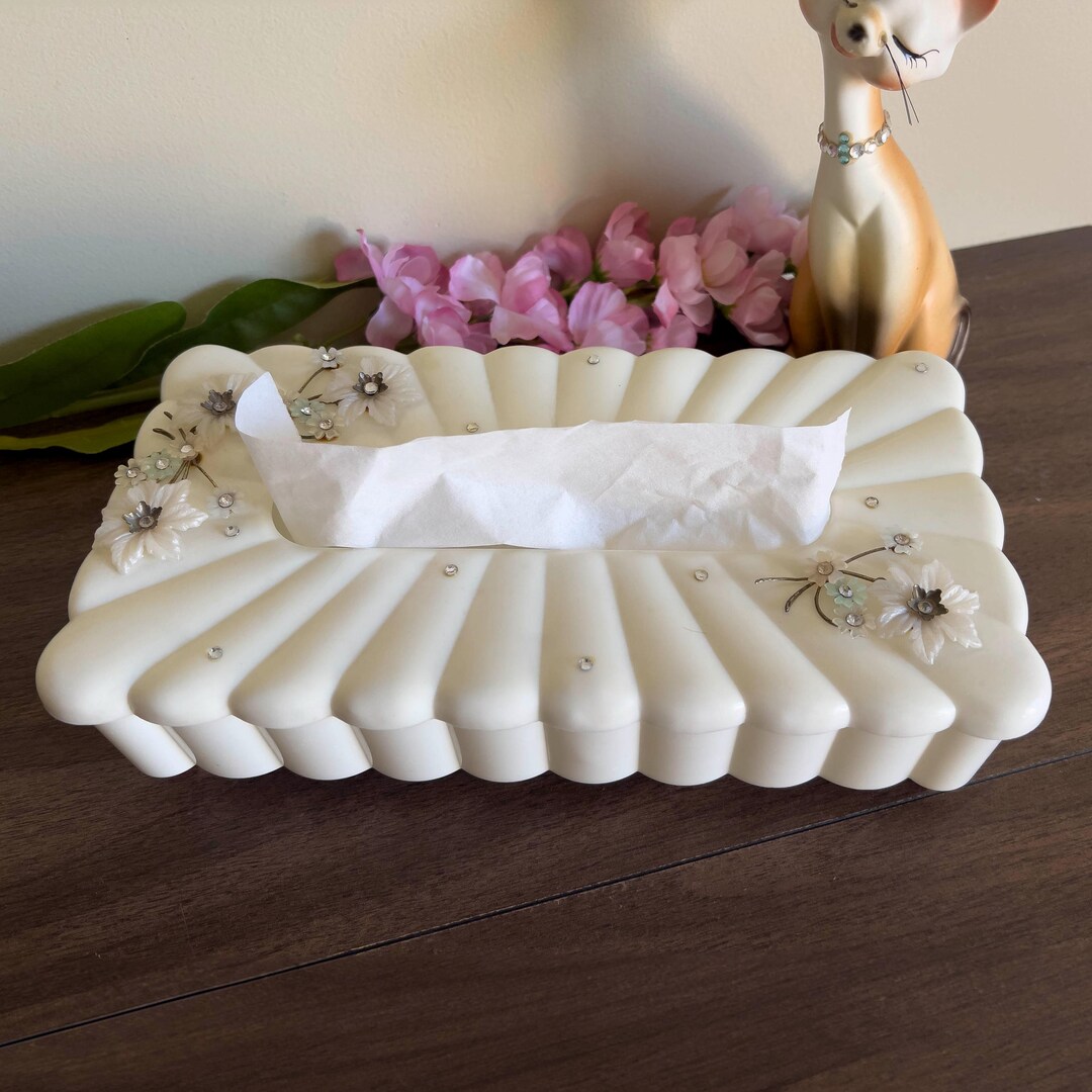 Vintage 1950s Lucite Tissue Box – Cute Menda Co Mid-century Floral and ...