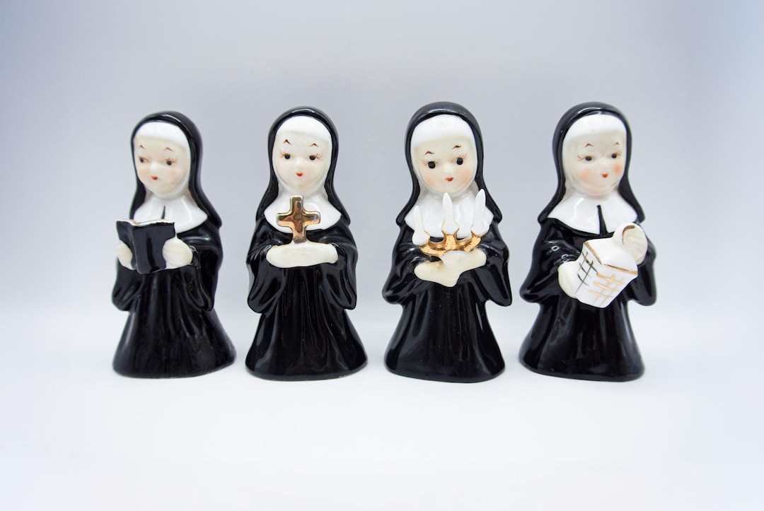 Mid-century Nun Porcelain Figurines, Vintage Kelvin Exclusives Japan ...