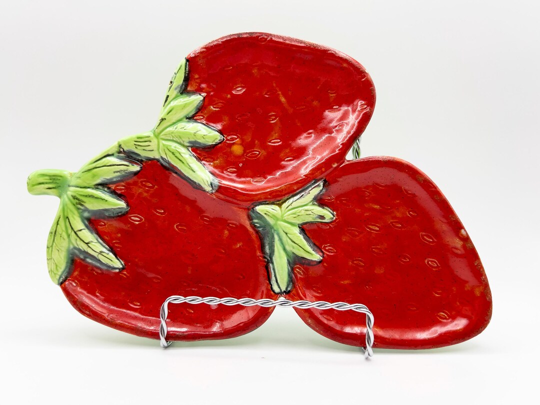 1980's Ceramic Strawberry Spoon Rest or Plate, Vintage 1980's ...