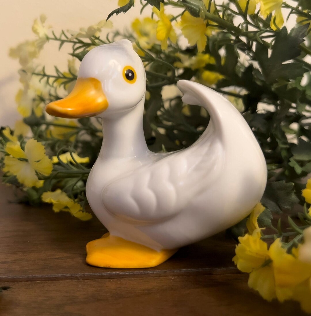 Vintage Porcelain Homco Goose Figurine - Vintage White Country Goose ...