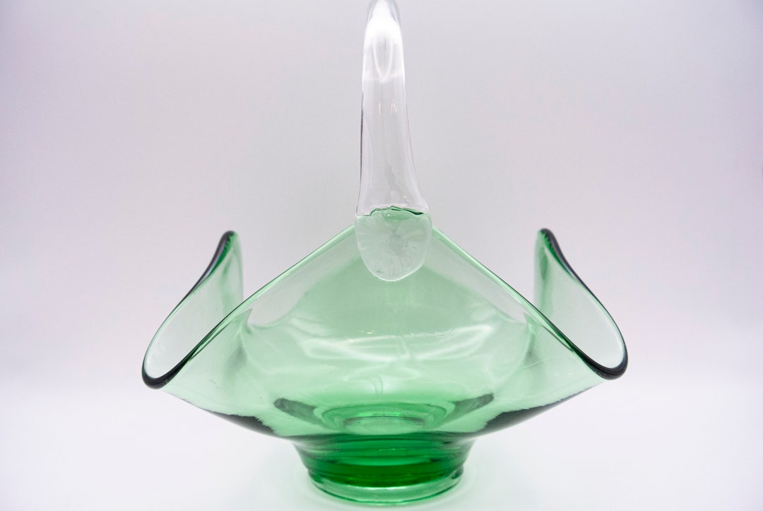 Mid-century Viking Emerald Green Glass Basket From 1950s, Collectible ...