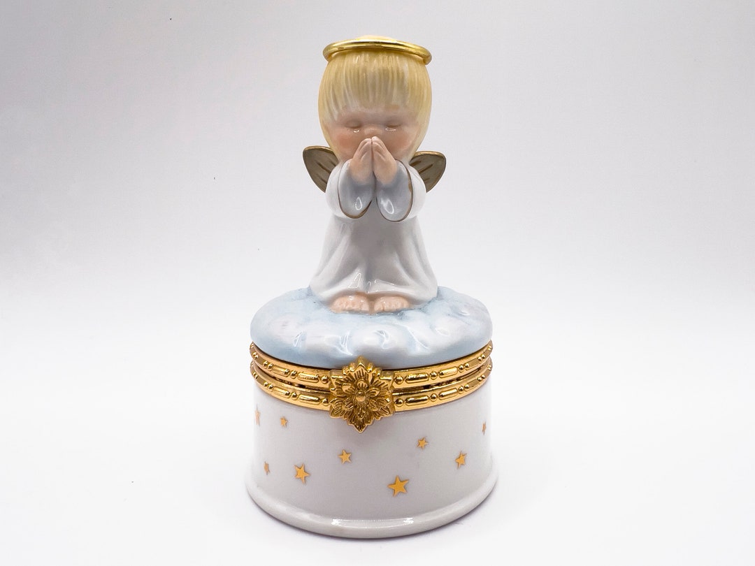 Vintage Praying Angel Porcelain Christmas Keepsake Box - Cute Angel ...
