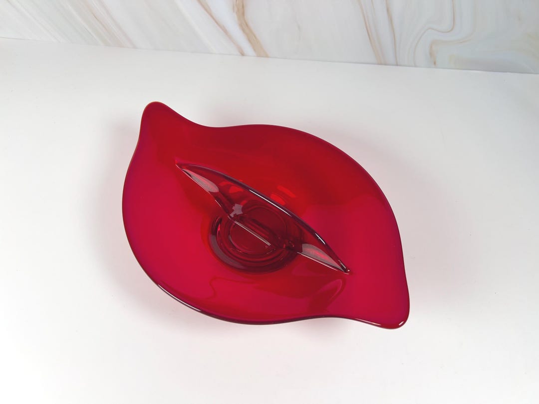 Vintage Viking Glass Ruby Red Epic Divided Dish - Etsy