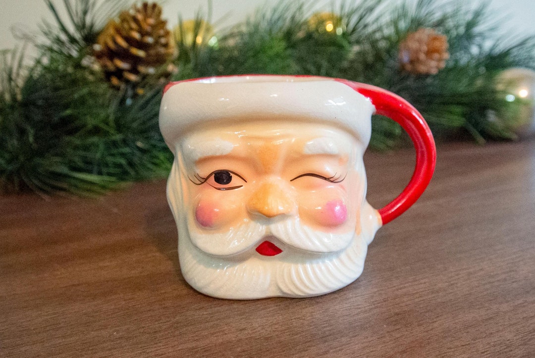 Mid-century Winking Santa Claus Christmas Mug, Retro Japan Santa Mug ...