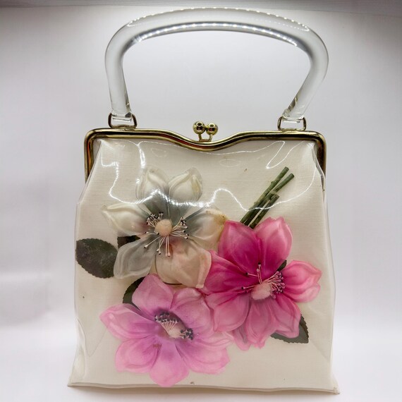 Vintage 1950s Vinyl Encased Flower Purse – Retro Mid-… - Gem