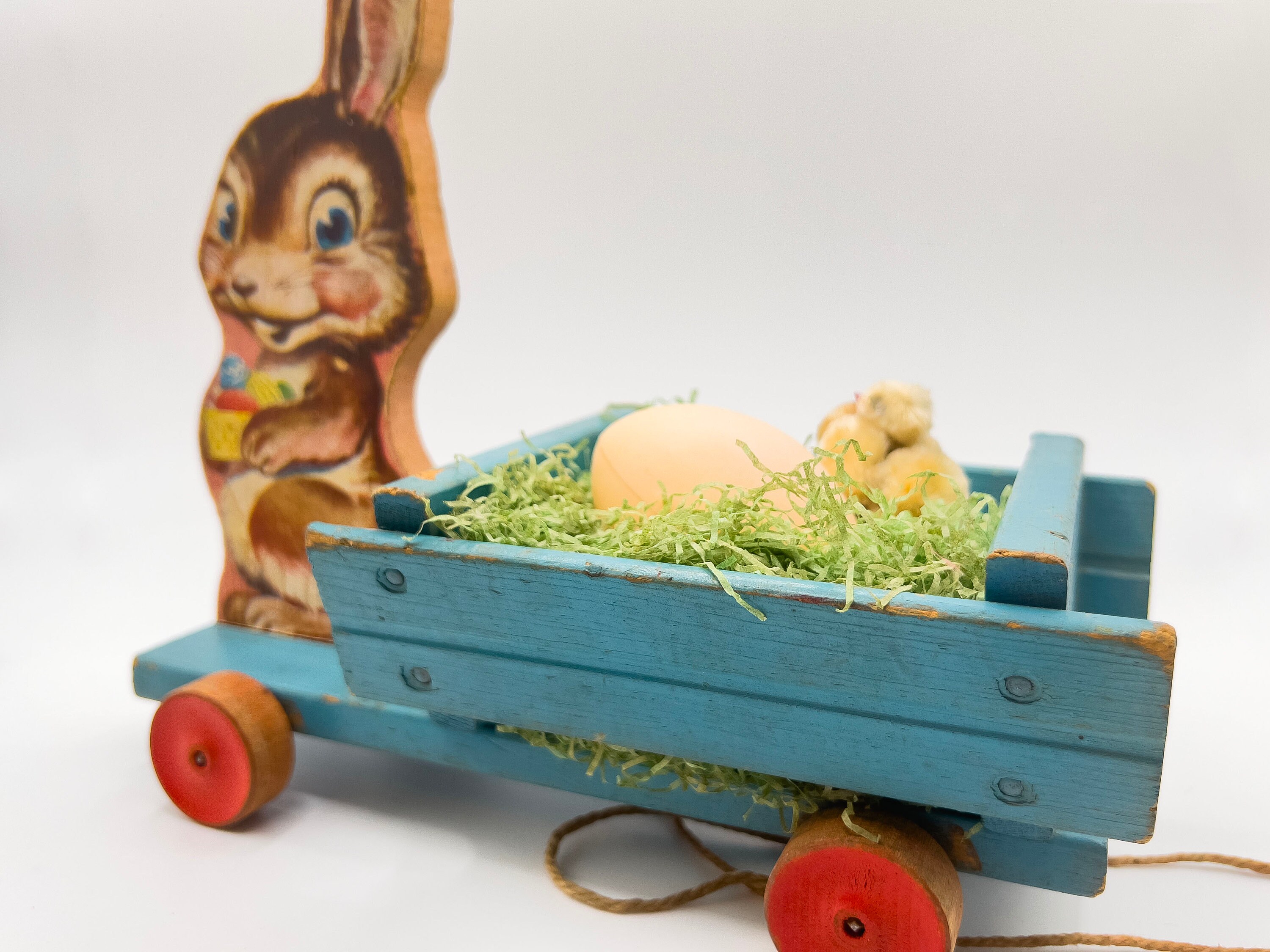 Vintage 1949 Fisher Price Bunny Egg Cart Pull Toy, Fisher Price 404 ...