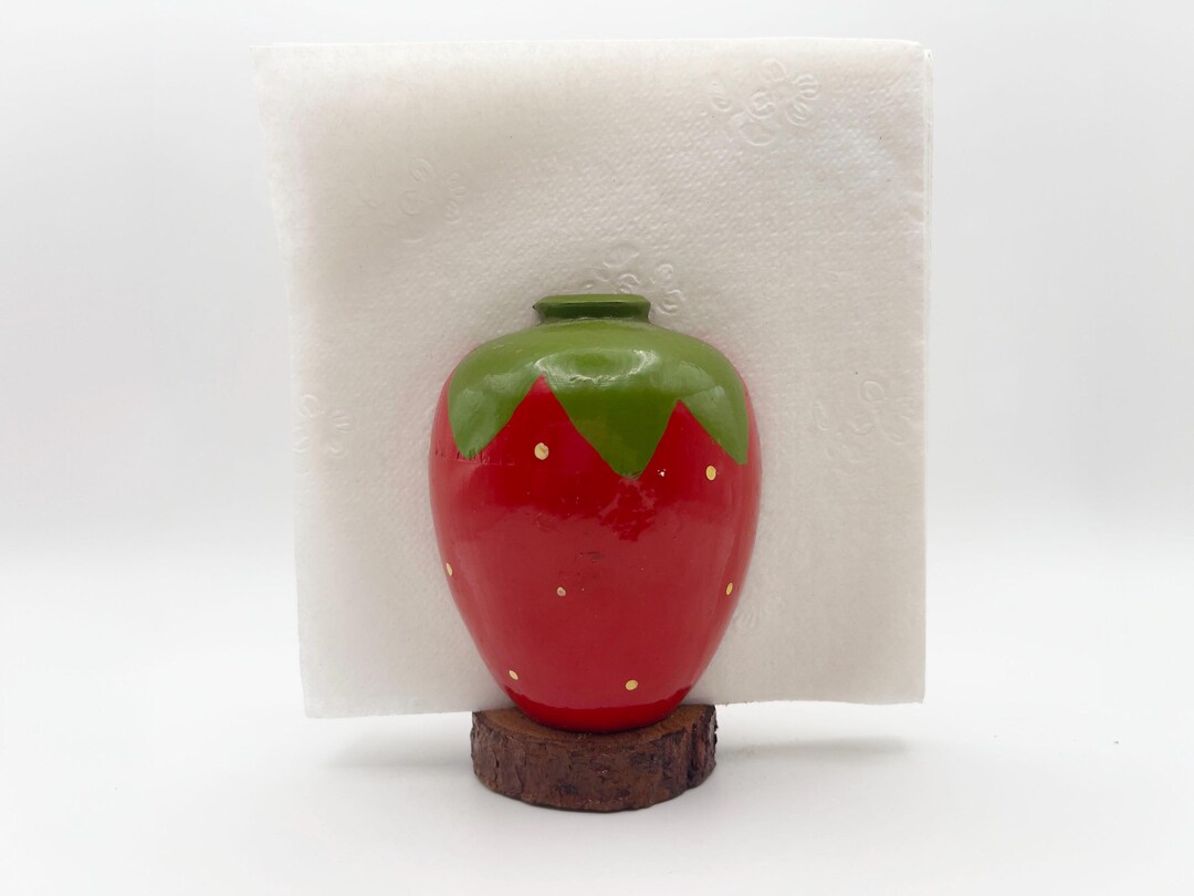 Cute 1980's Wooden Strawberry Napkin or Mail Holder, Vintage Strawberry ...