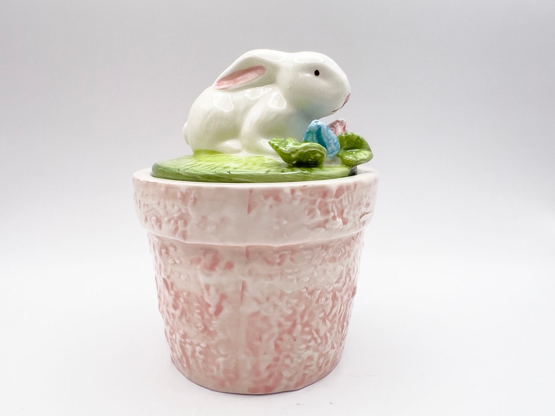 Cute Vintage Ceramic Easter Bunny Dish With Lid, Vintage Easter ...
