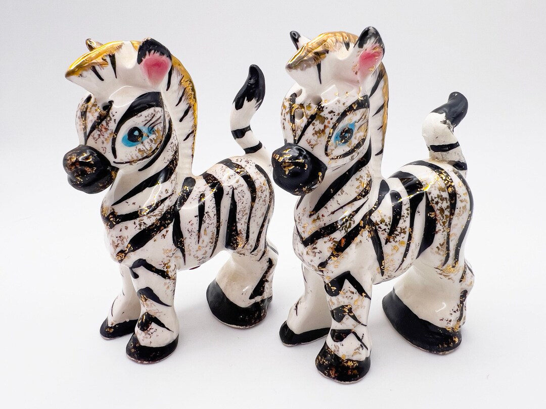 Rare Mid-century Norcrest Japan Zebra Salt and Pepper Shakers, Kitschy ...