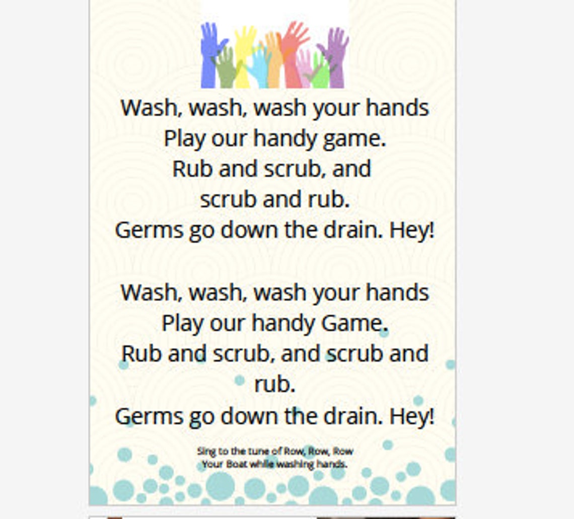 Hand Washing Song Posters - Etsy