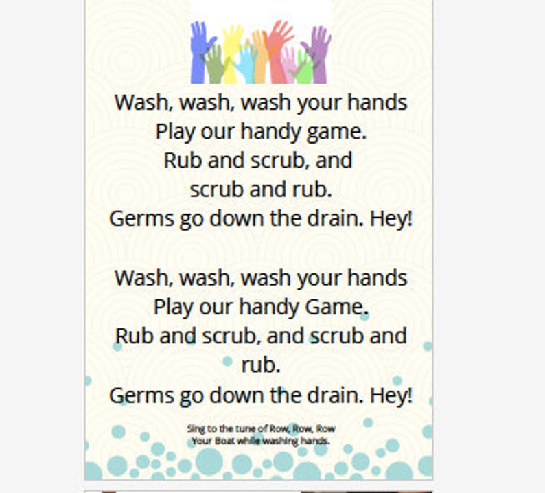 Hand Washing Song Posters - Etsy