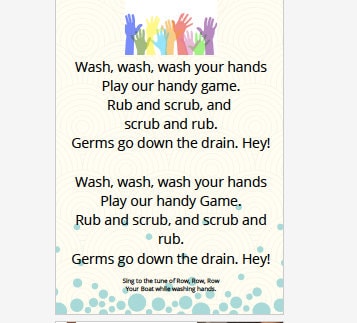 Hand Washing Song Posters - Etsy