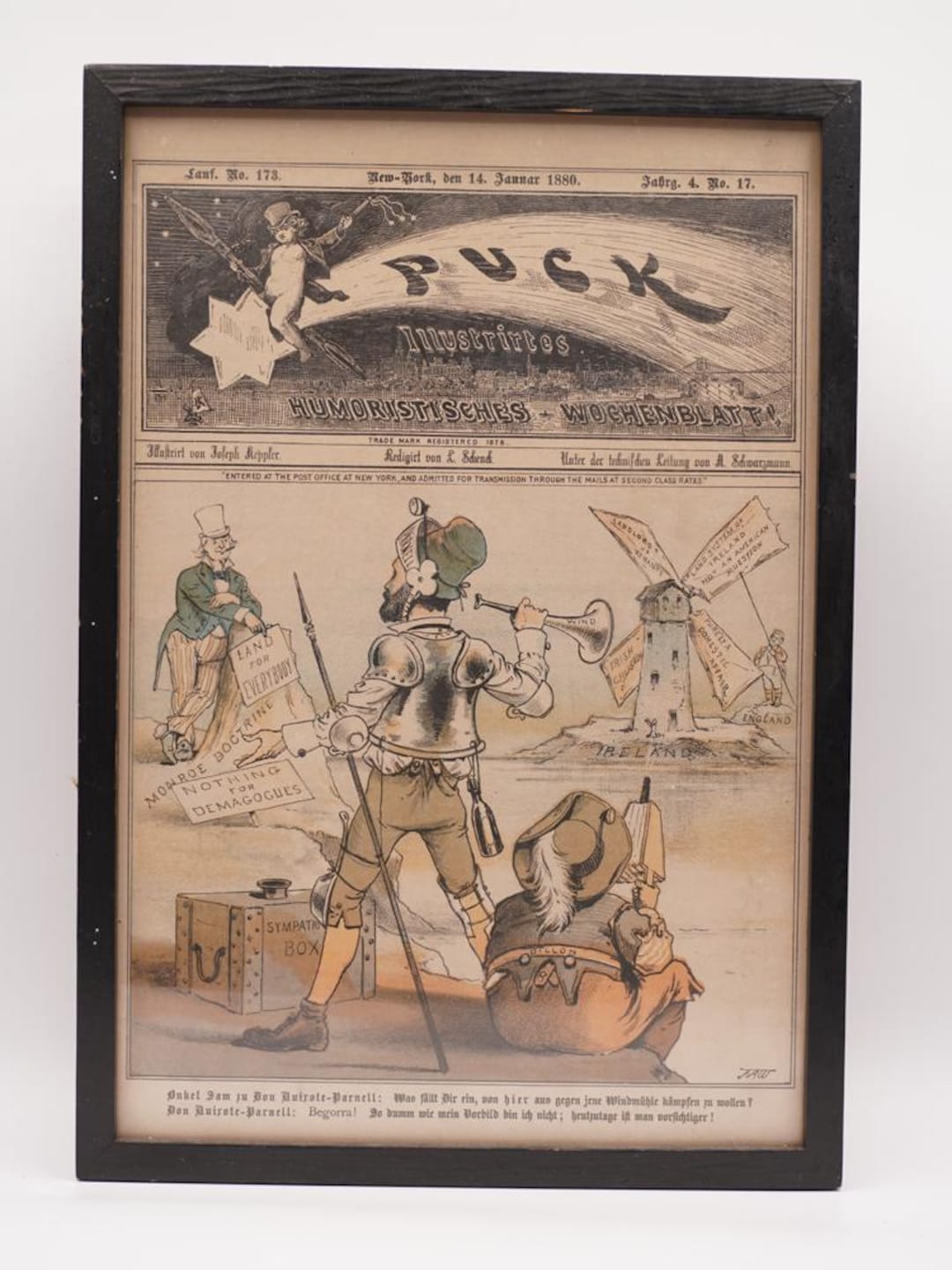 Political Satire, Joseph Keppler, 1880 Lithograph, Antique German ...