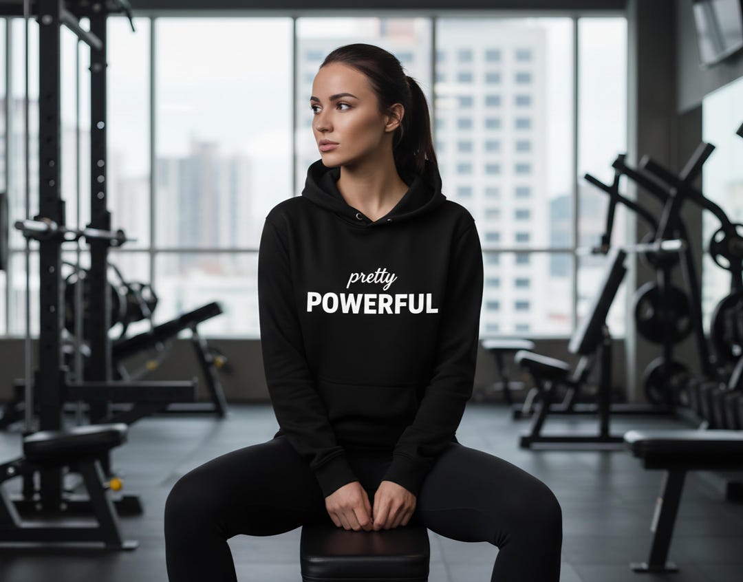 Pretty Powerful Hoodie – Black Motivational Hoodie for Confident Strong ...