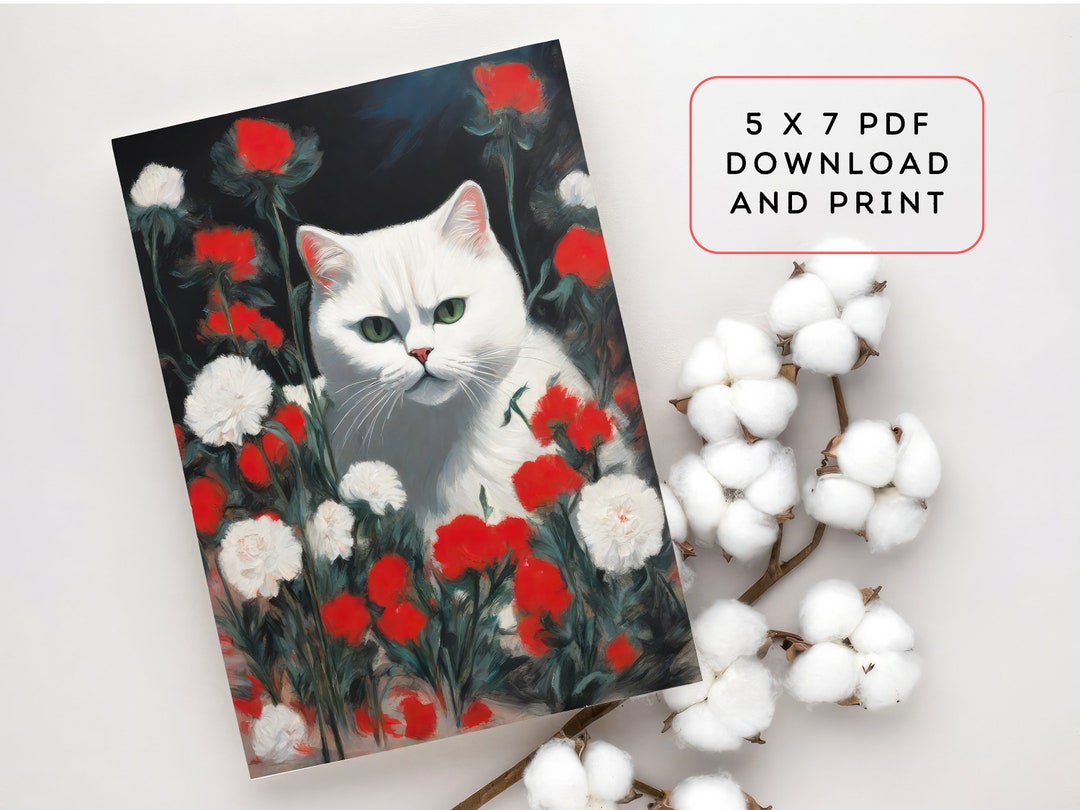 Printable Greeting Card | Cat Lover Card | Digital Design Gift ...
