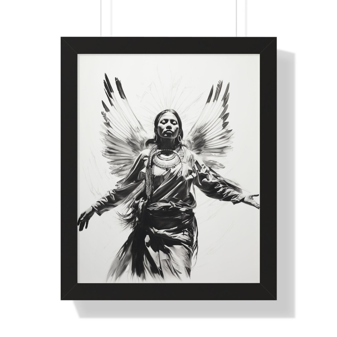 Indigenous Woman Angel Drawing Framed Print Native Western - Etsy