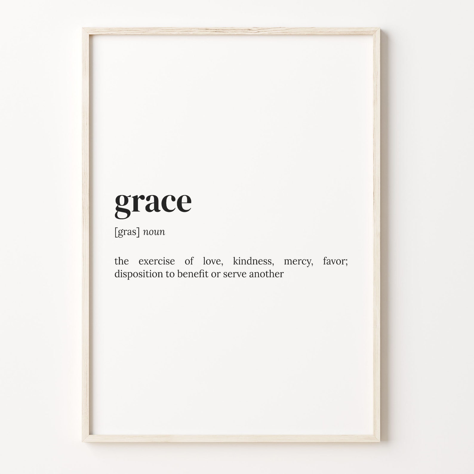 Grace Definition Print, Dictionary Poster, Quote Wall Art, Grace Quote ...
