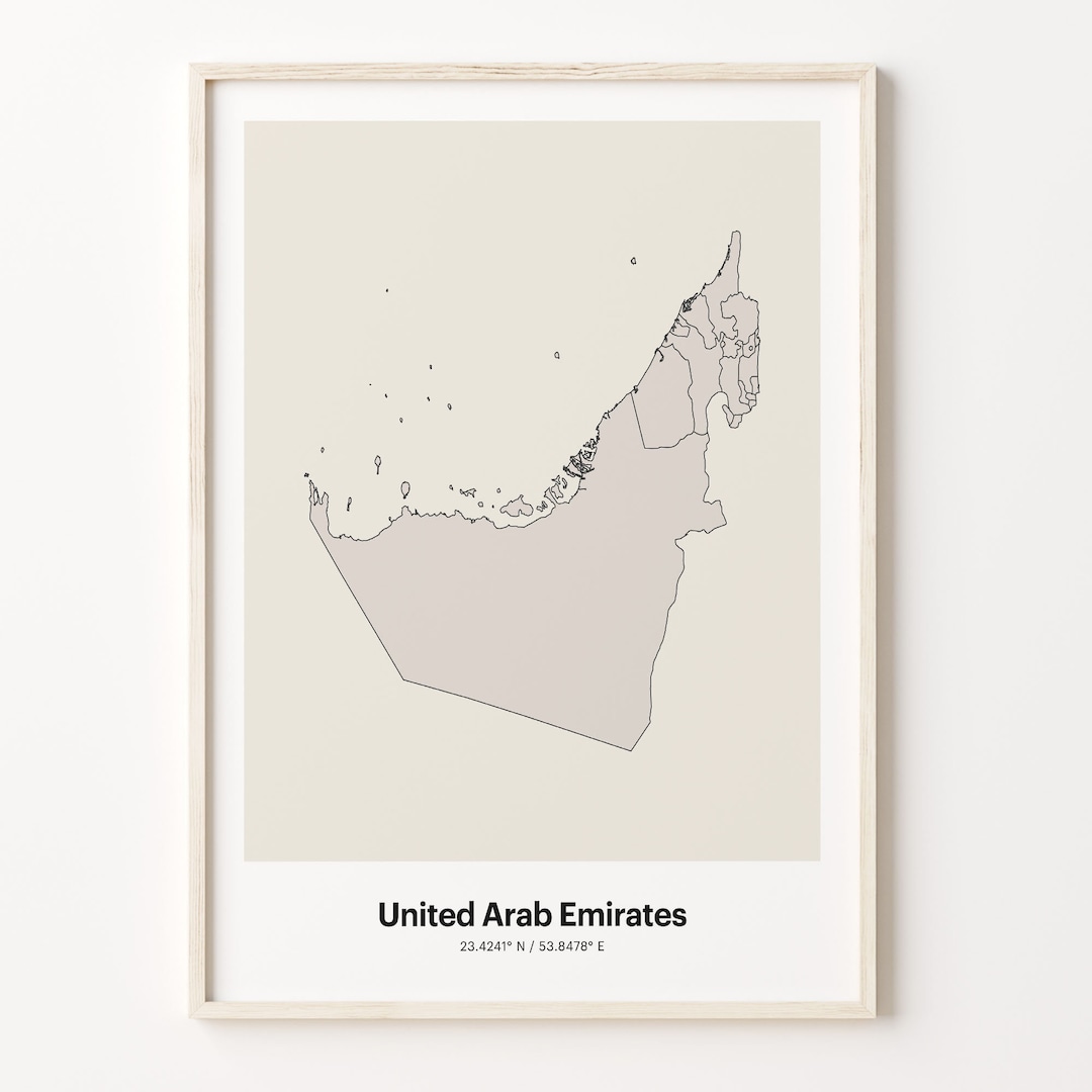 United Arab Emirates Print, Emirati Gift, Minimalistic Country Map ...