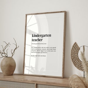Kindergarten Teacher Definition Print: Quote Wall Art - Etsy