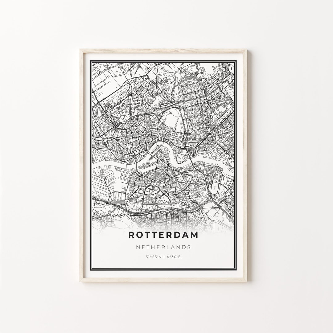 Rotterdam Print, City Map Art Poster, Netherlands Nederland Holland ...