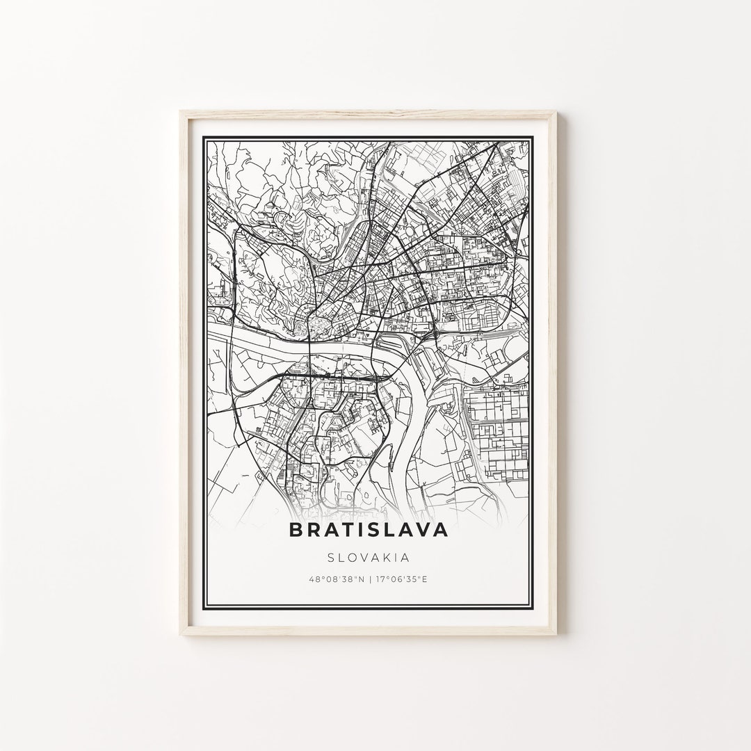Bratislava Print, City Map Art Poster, Slovakia, Wall Art Decor, Modern ...